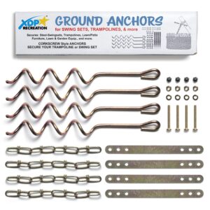 xdp recreation 70113 swing set, trampoline, & patio furniture metal ground anchor kit hardware,bronze