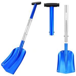 mqumsa portable colorful telescopic aluminum car adjustable extended edition snow shovel (blue + silver)