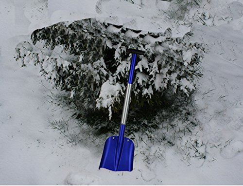 MQUMSA Portable Colorful Telescopic Aluminum Car Adjustable Extended Edition Snow Shovel (Blue + Silver)