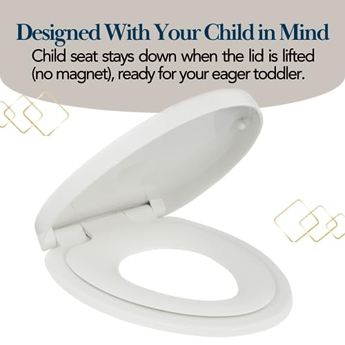 BATH ROYALE Potty Training Toilet Seat, Adult/Child Combo, Premium Family BR631B-FFP Elongated White