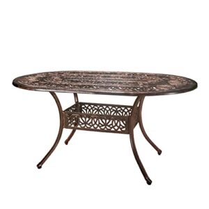 christopher knight home tucson cast aluminum dining table, shiny copper