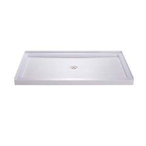 dreamline slimline 32 in. d x 54 in. w x 2 3/4 in. h center drain single threshold shower base in white, dlt-1132540