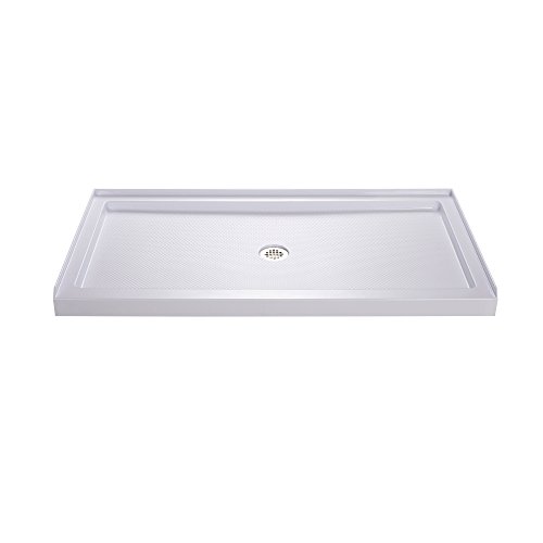 DreamLine SlimLine 32 in. D x 54 in. W x 2 3/4 in. H Center Drain Single Threshold Shower Base in White, DLT-1132540