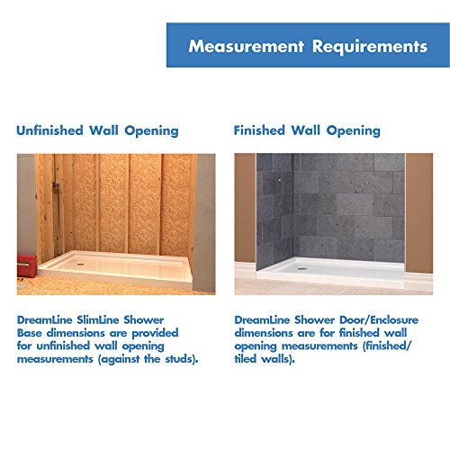 DreamLine SlimLine 32 in. D x 54 in. W x 2 3/4 in. H Center Drain Single Threshold Shower Base in White, DLT-1132540