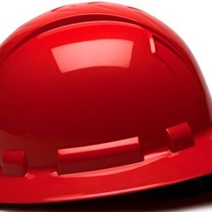 Pyramex Ridgeline Full Brim Hard Hat, 4-Point Ratchet Suspension, Red