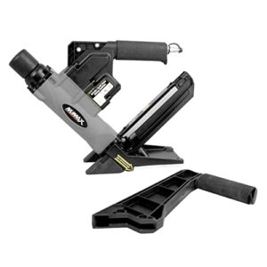 NuMax S50LSDH Pneumatic 2-in-1 15.5-Gauge and 16-Gauge 2" Dual Handle Flooring Nailer and Stapler, Grey and Black