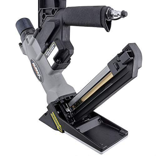 NuMax S50LSDH Pneumatic 2-in-1 15.5-Gauge and 16-Gauge 2" Dual Handle Flooring Nailer and Stapler, Grey and Black