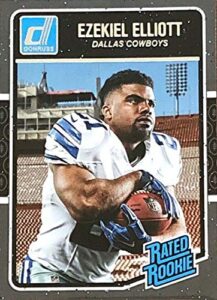 ezekiel elliott 2016 donruss football mint rated rookie card #368 picturing this dallas cowboys star in his white jersey