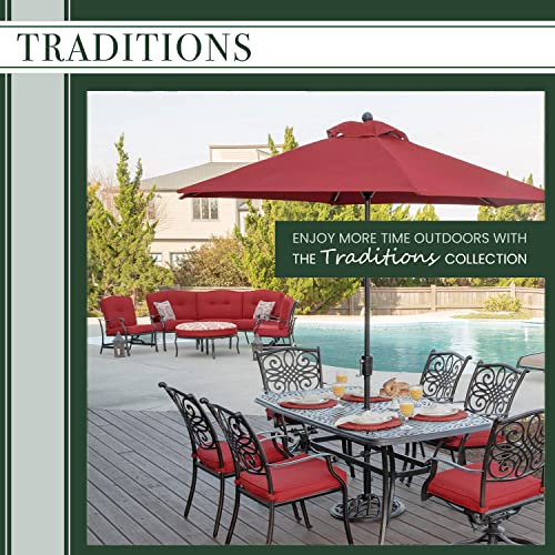 Hanover Traditions 5-Piece High-Dining Patio Set with 4 Tall Counter-Height Swivel Chairs and Rust-Free Aluminum Slat 30,000 BTU Rectangular Fire Pit Table, Modern Weather Resistant Outdoor Furniture