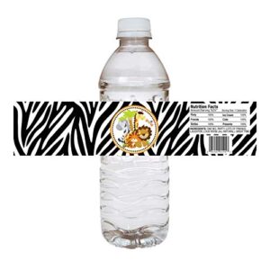 Jungle Safari Party Water Bottle Labels by Adore By Nat - Animal Print Baby Shower Party Drink Stickers - Set of 12