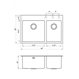 33 Inch Drop In Topmount Stainless Steel Kitchen Sink Package 16 Gauge Double 60/40 Bowl Basin w/ 9 Gauge Deck - Complete Sink Pack