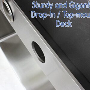 33 Inch Drop In Topmount Stainless Steel Kitchen Sink Package 16 Gauge Double 60/40 Bowl Basin w/ 9 Gauge Deck - Complete Sink Pack