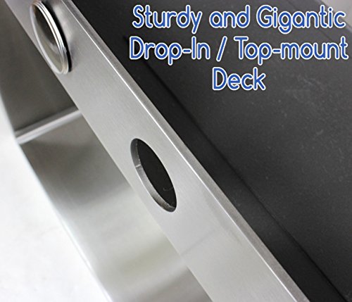 33 Inch Drop In Topmount Stainless Steel Kitchen Sink Package 16 Gauge Double 60/40 Bowl Basin w/ 9 Gauge Deck - Complete Sink Pack