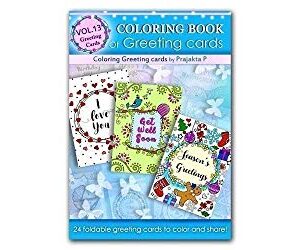 Coloring book of greeting cards: 24 handmade foldable cards to color | Premium Handmade Paperback Spiral Bound Coloring Book | Art and Sip Party, DIY Kit, Party favor | Easy & fun drawings to color