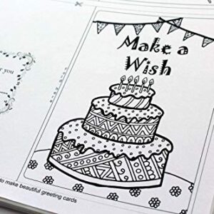 Coloring book of greeting cards: 24 handmade foldable cards to color | Premium Handmade Paperback Spiral Bound Coloring Book | Art and Sip Party, DIY Kit, Party favor | Easy & fun drawings to color