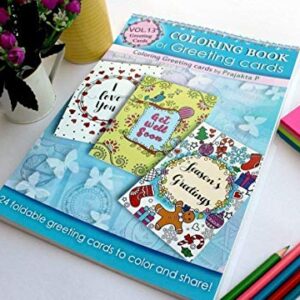 Coloring book of greeting cards: 24 handmade foldable cards to color | Premium Handmade Paperback Spiral Bound Coloring Book | Art and Sip Party, DIY Kit, Party favor | Easy & fun drawings to color