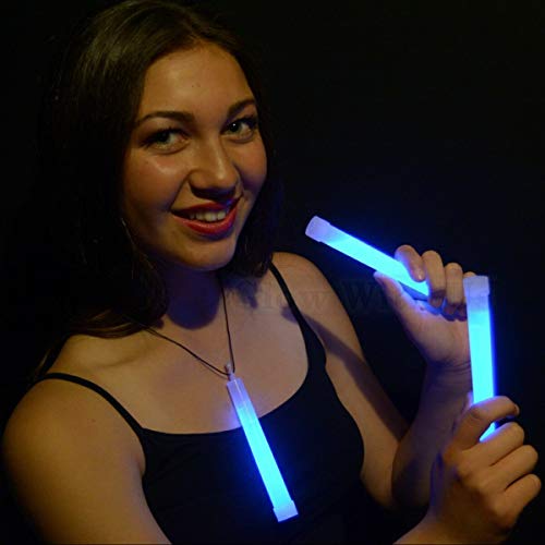 Glow Sticks Bulk Wholesale, 25 6” Industrial Grade Blue Light Sticks. Bright Color, Glow 12-14 Hrs, Safety Glow Stick with 3-Year Shelf Life, GlowWithUs Brand