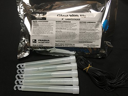 Glow Sticks Bulk Wholesale, 25 6” Industrial Grade Blue Light Sticks. Bright Color, Glow 12-14 Hrs, Safety Glow Stick with 3-Year Shelf Life, GlowWithUs Brand