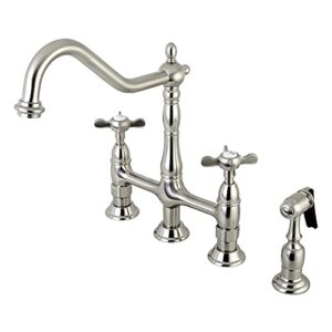 kingston brass ks1278bexbs essex 8-inch centerset kitchen faucet sprayer, brushed nickel