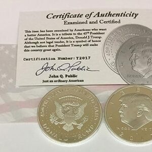 2017 President Donald Trump Inaugural Silver EAGLE Commemorative Novelty Coin 38mm. 45th President of the United States of America CERTIFICATE OF AUTHENTICITY