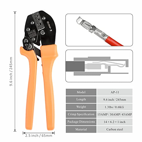 iCrimp Wire Crimping Tool for 15, 30 and 45 Amp Contacts DC Power Connector Modular Power Connector Kit