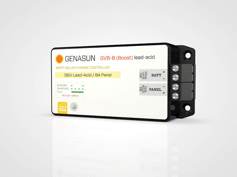 Genasun GVB-8-Pb-36V, 8 A (Input) 325 W Solar Panel, Voltage Boosting MPPT Solar Charge Controller for 36 V Lead-Acid Battery