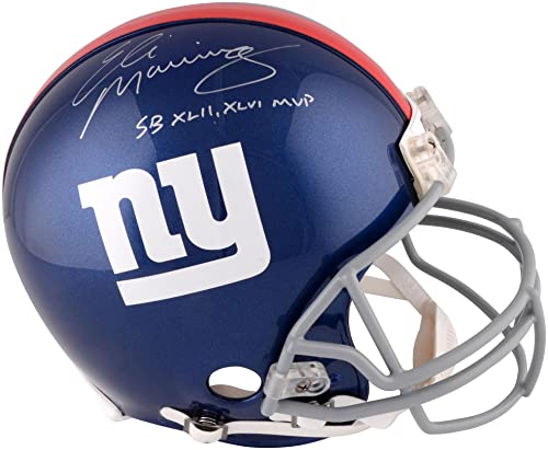 Eli Manning New York Giants Autographed Full Size Authentic Helmet with "SB XLII MVP, SB XLVI MVP" Inscriptions - Autographed NFL Helmets