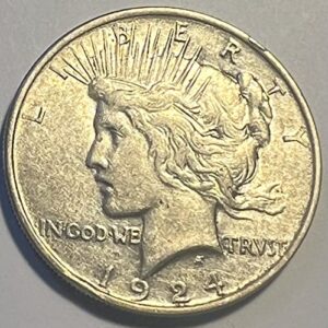 1924 p silver peace dollar dollar au fine details condition