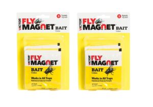 2-pack victor fly magnet replacement bait (3-packets of 12g bait per pack=6 baits); patented non-poisonous bait for outdoor use; children, pets&environment safe. works w/victor fly magnet trap!