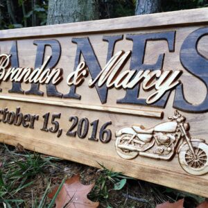 Personalized Motorcycle Gifts Motorcycle Wedding Sign Harley Davidson Sign Personalized Couples Gift Wood Family Name Custom Last Name Sign