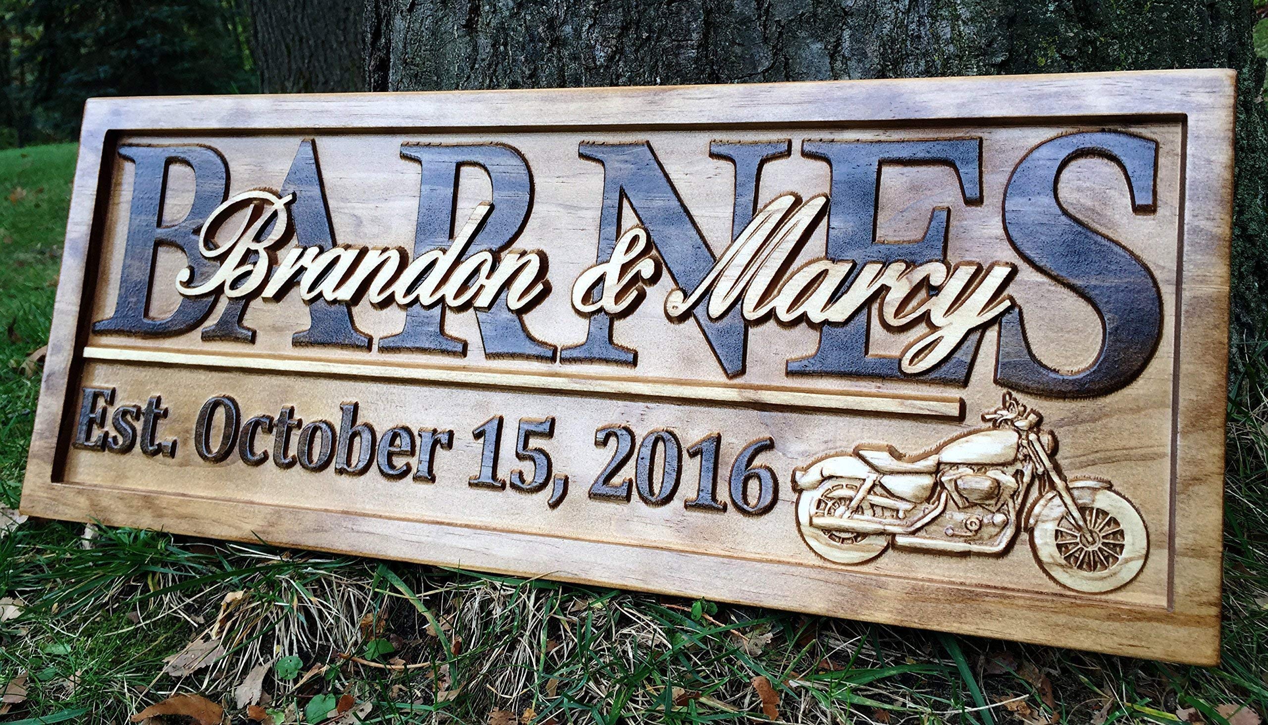 Personalized Motorcycle Gifts Motorcycle Wedding Sign Harley Davidson Sign Personalized Couples Gift Wood Family Name Custom Last Name Sign