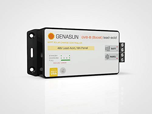 Genasun GVB-8-Pb-48V, 8 A (Input) 350 W Solar Panel, Voltage Boosting MPPT Solar Charge Controller for 48 V Lead-Acid Battery