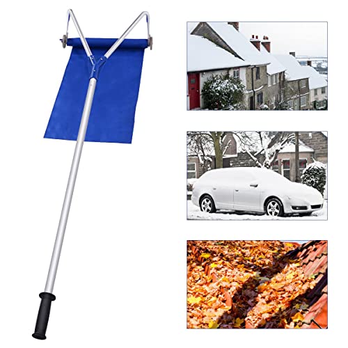 Goplus Snow Roof Rake, 21 FT Adjustable Aluminum Roof Snow Removal Tool with Wheels & Oxford Slide, Extendable Anti-Slip Handle, Lightweight Shovel Scratch Free for Wet Leaves Debris Vehicle