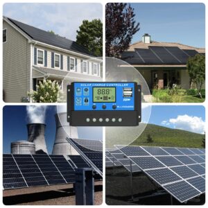 ALLPOWERS 20A Solar Charger Controller Solar Panel Battery Intelligent Regulator with USB Port Display 12V/24V