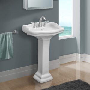 fine fixtures, roosevelt white pedestal sink - 18 inch vitreous china ceramic material (4 inch faucet spread hole)