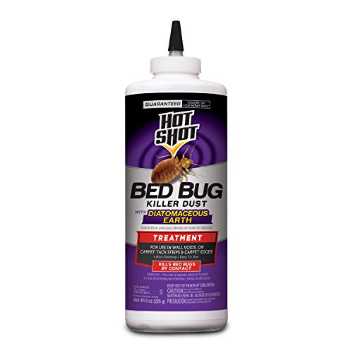 Hot Shot Bed Bug Killer Dust With Diatomaceous Earth For Insects 8 Ounces, Treatment For Bed Bugs