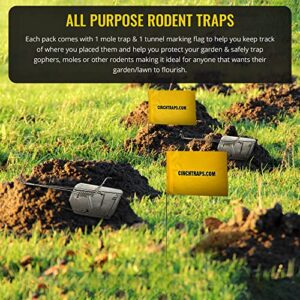 Cinch Mole Trap with Tunnel Marking Flag -Heavy-Duty, Reusable Trapping System | Lawn, Garden, and Outdoor Use | Weather Resistant Steel (Small - Mole Kit)