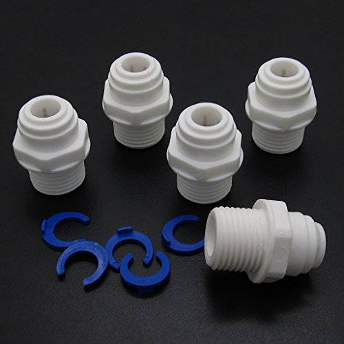 5 PCS 3/8" Push 1/2"PT Thread Male Straight Tube Quick Connect for RO Water Filter