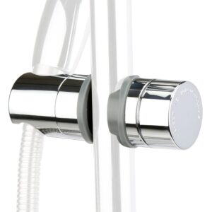 H&S Universal Shower Head Holder for Slide Bar - Adjustable Shower Holder Bracket Set with Cylindrical Design - Powerful Replacement Shower Hose Clamp for Bathroom