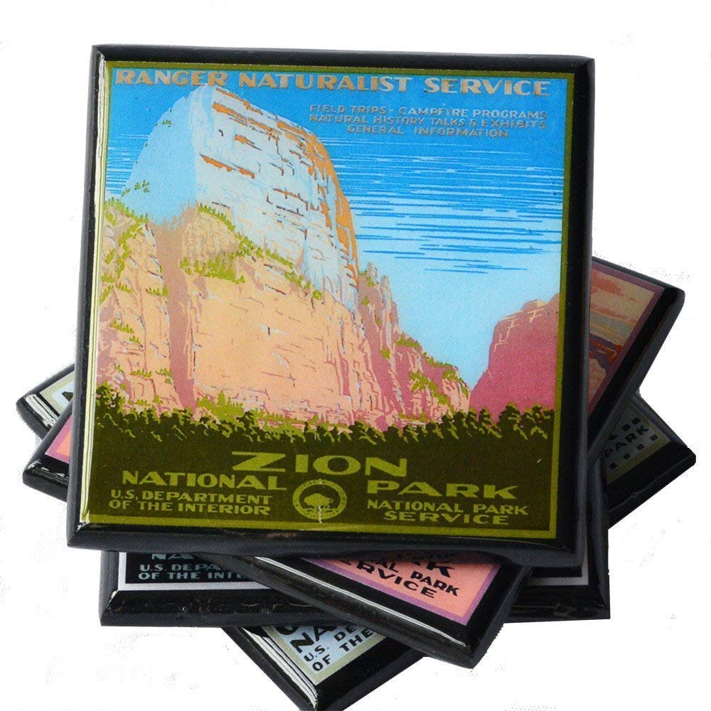 Vintage National Park WPA Poster Coaster Set