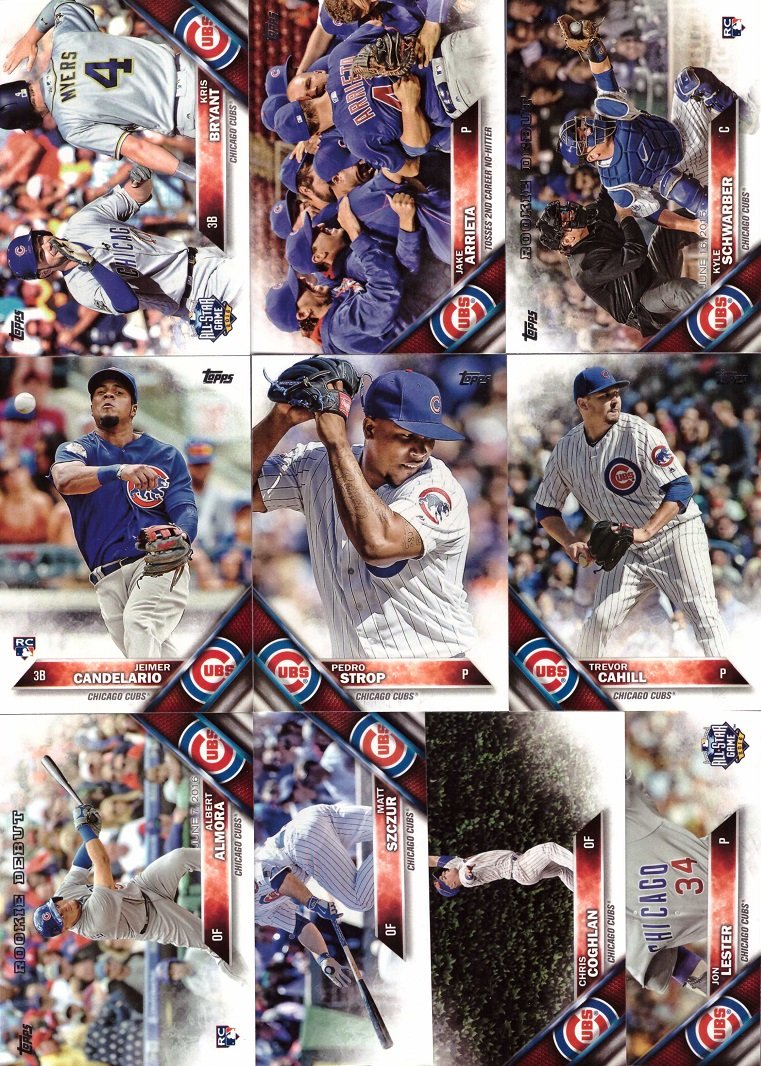 2016 Topps Update Chicago Cubs Baseball Card Team Set - 19 Card Set - Includes Kris Bryant, Anthony Rizzo, Kyle Schwarber, Willson Contreras, Ben Zobrist, and more!