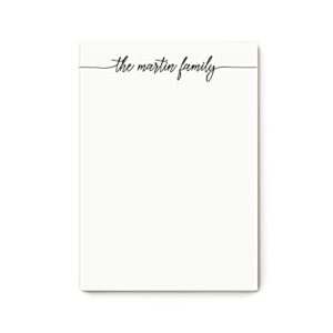 professional personalized notepads - small notepad 5x7 w/ 50 printed sheets – personalized stationery w/custom size, & more - classy desk supplies – customizable up to 8x10” - flowing script notepad