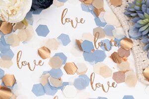 dusty blue bridal shower decor, love confetti for a wedding shower or bridal brunch and bubbly, 520 pieces