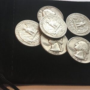 6 Silver Washington Quarters ((Comes in a Velvet Bag)) Fine Details