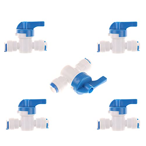 5Pcs 1/4'' Inline Ball Valve Quick Connect Shut Off for RO Water Reverse Osmosis