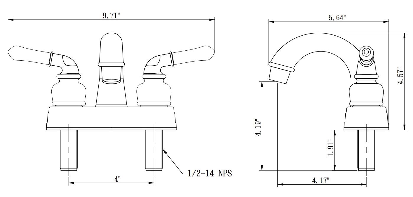 Dura Faucet DF-PL620C-SN RV Bathroom Sink Faucet - Smooth Turning 2-Lever (Brushed Satin Nickel)