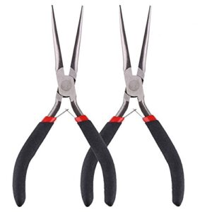 2pcs extra long needle nose pliers precision wire plier repair tool (6-inch)