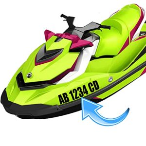 jet ski registration numbers letters set of two (2x) decal hull id vinyl sticker 3" x 17" pair