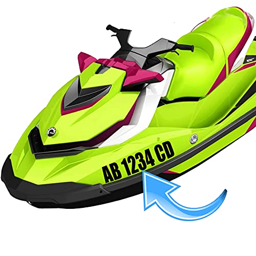 JET SKI Registration Numbers Letters SET of Two (2X) DECAL HULL ID Vinyl Sticker 3" x 17" Pair