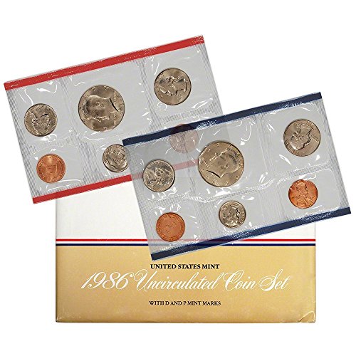 1986 Various Mint Marks P & D United States US Mint 10 Coin Uncirculated Mint Set Uncirculated